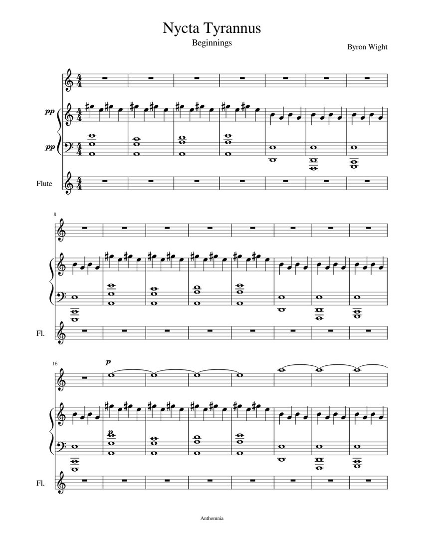 Nycta Tyrannus Beginnings - piano tutorial