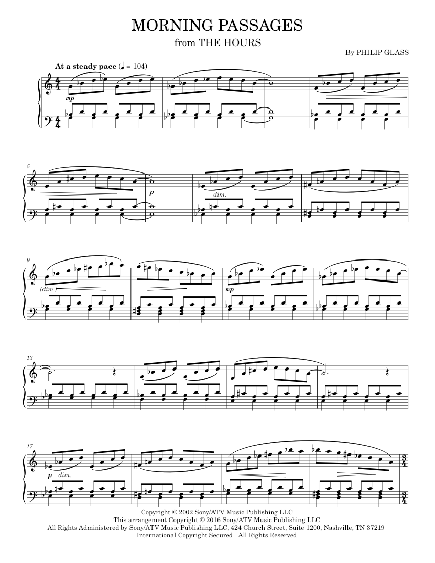 Play Official version of Morning Passages (from The Hours) sheet music ...