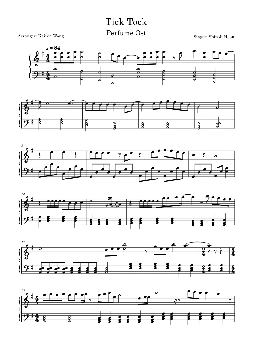 Tick-Tock 퍼퓸 Perfume OST pt. 9 Sheet music for Piano (Solo) | Musescore.com