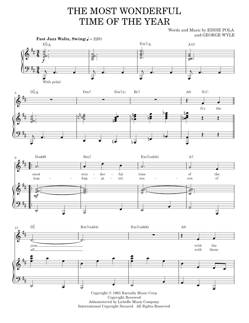 It's the Most Wonderful Time of the Year Sheet music for Piano, Vocals ...