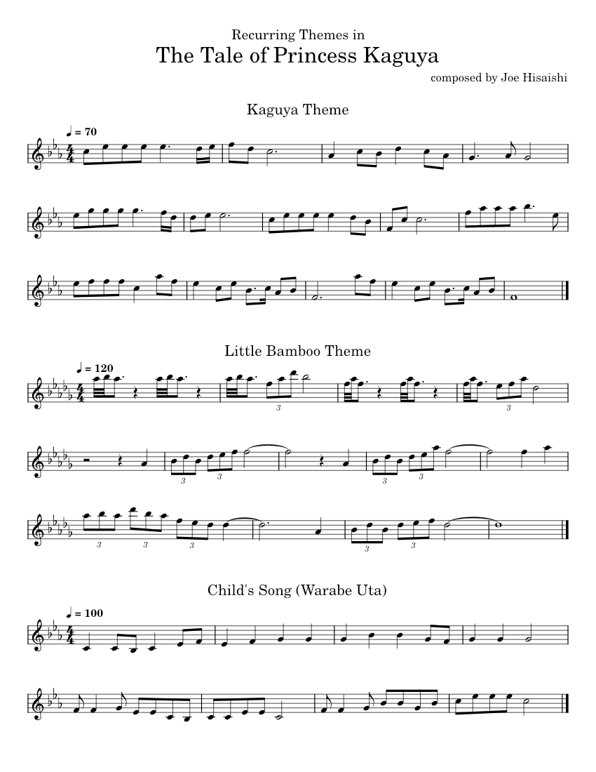 The Tale of Princess Kaguya - Joe Hisaishi Sheet Music for Piano (Solo ...