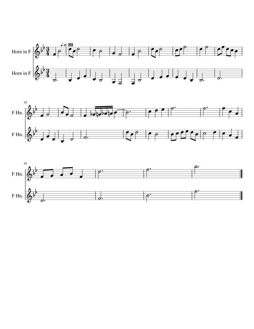 Amazing Grace Sheet music for French horn (Brass Duet) | Musescore.com