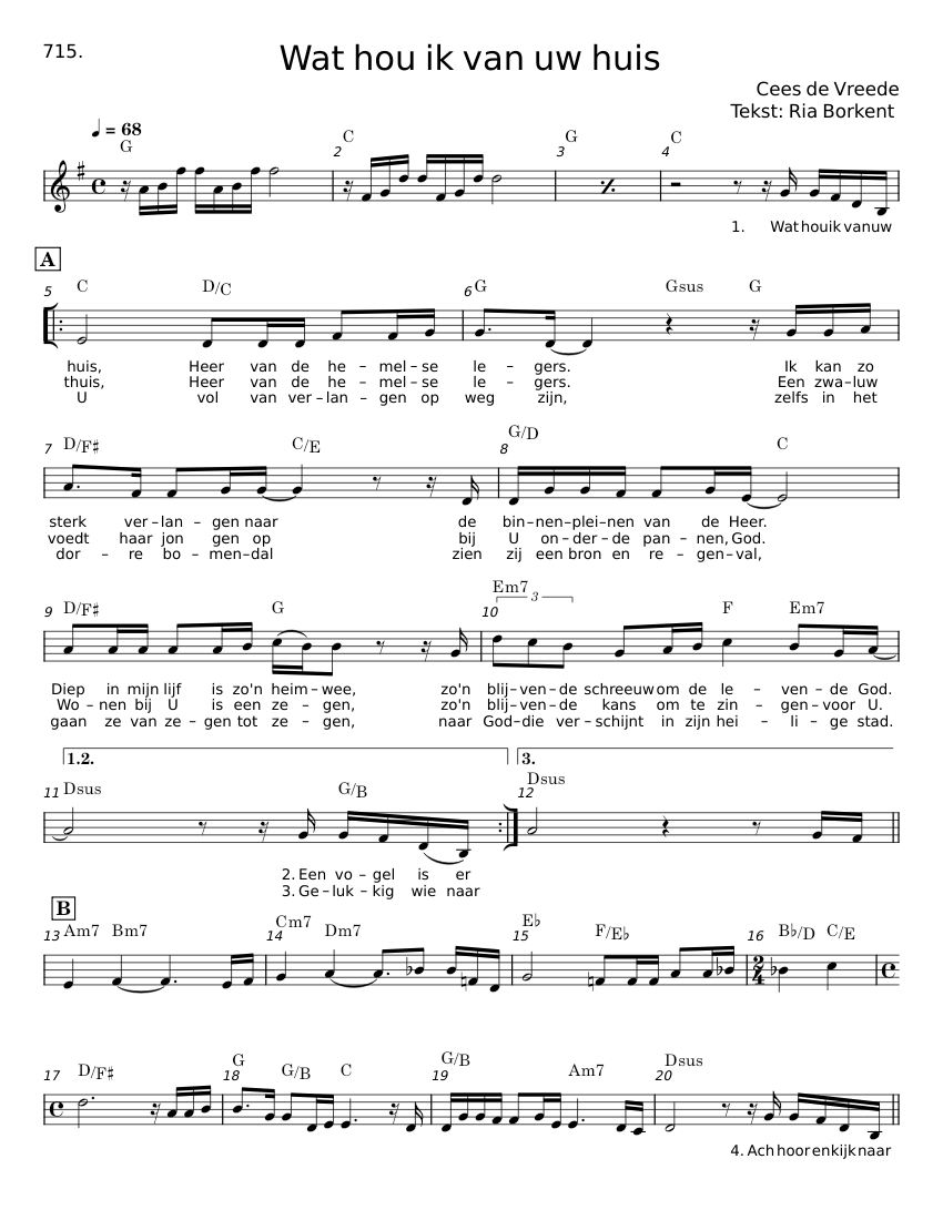 715 Wat hou ik van uw huis - Ria Borkent;Cees de Vreede Sheet music for ...
