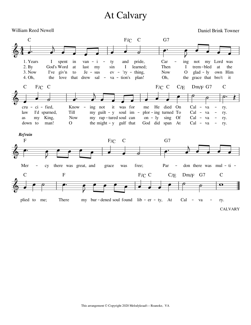 At Calvary Sheet music for Piano (Solo) Easy | Musescore.com