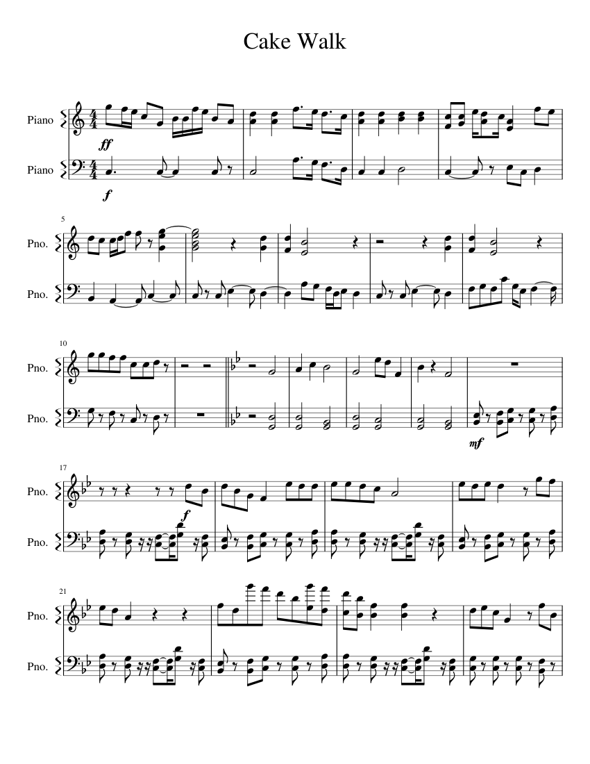 Cake Walk Sheet music for Piano (Alto Sax Piano Duet) | Musescore.com