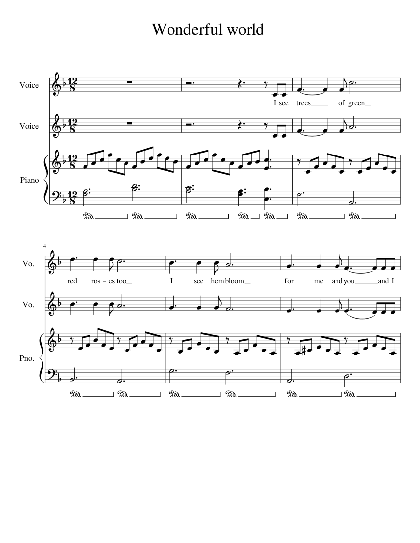 What a Wonderful World Sheet music for Piano, Vocals (Women’s Choir ...