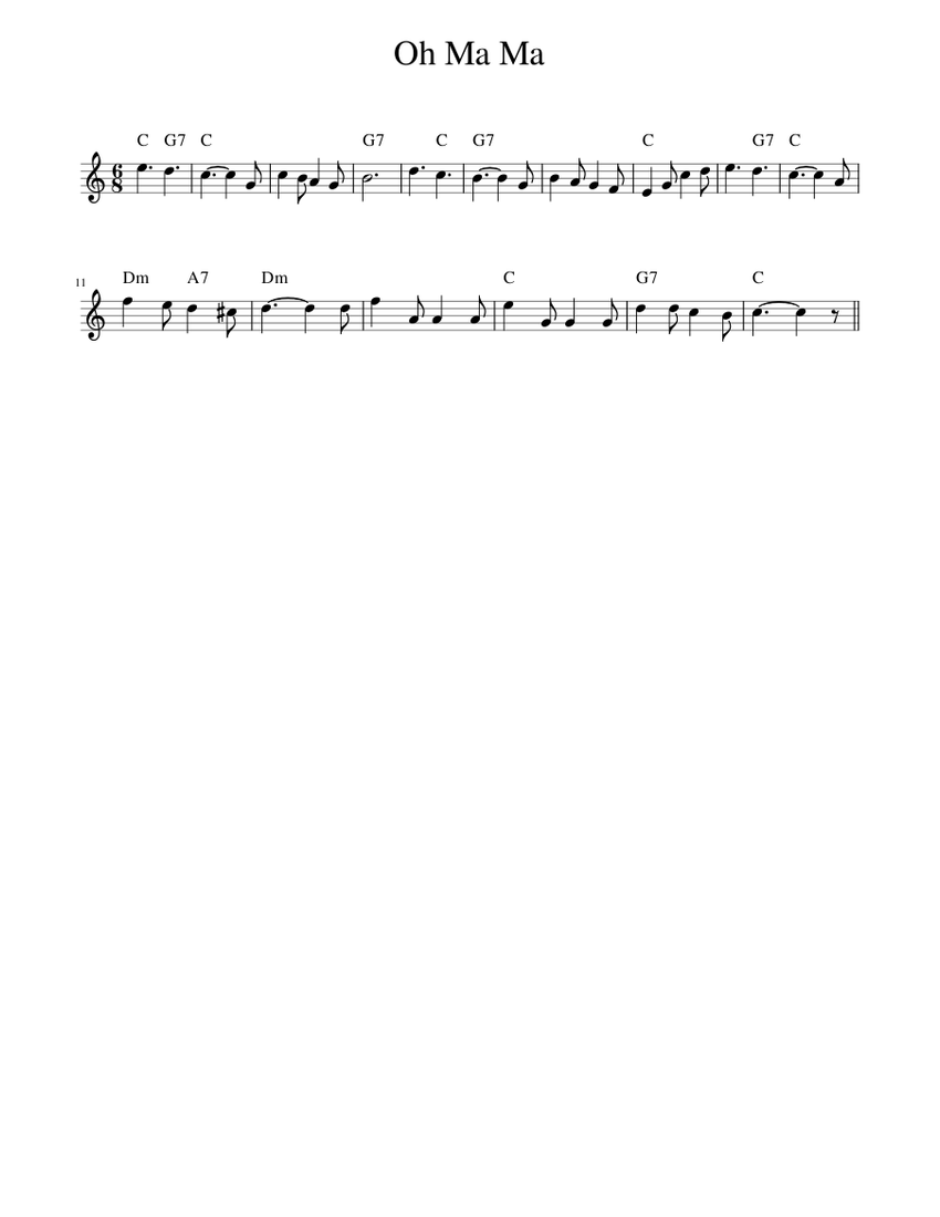 Oh Ma Ma Sheet music for Piano (Solo) Easy | Musescore.com