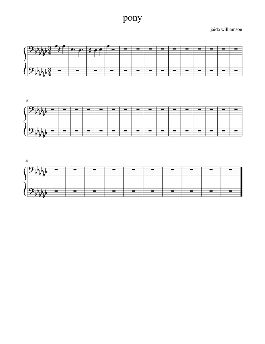 pony Sheet music for Piano (Solo) Easy | Musescore.com