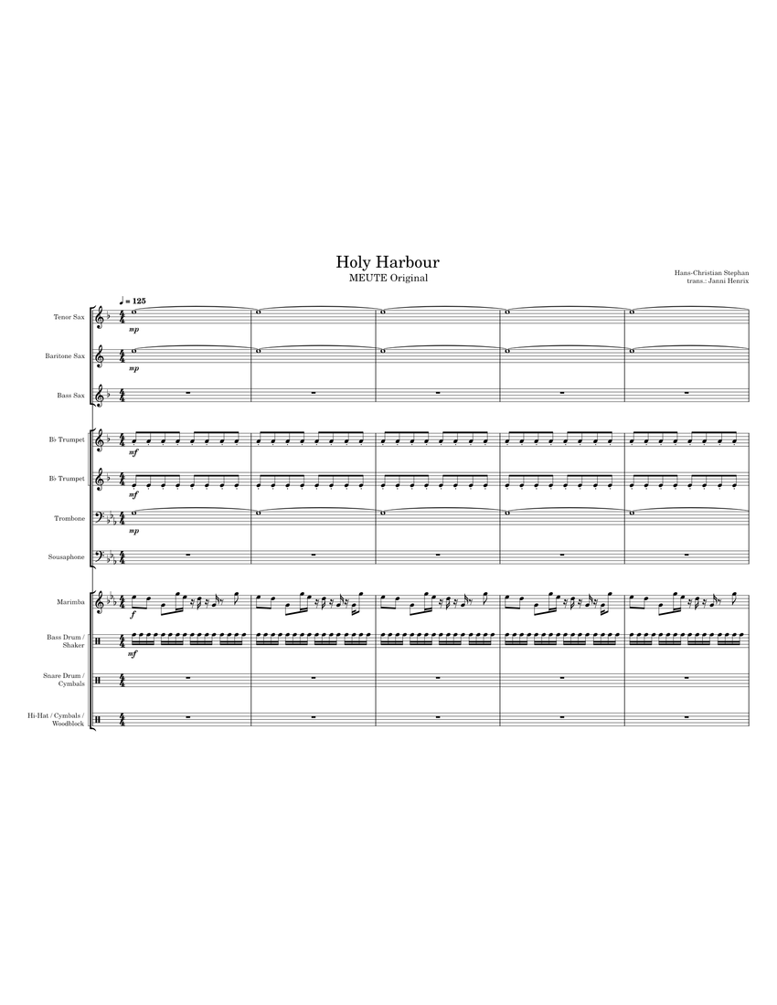 Holy Harbour – MEUTE Sheet music for Trombone, Tuba, Saxophone tenor, Saxophone baritone & more ...