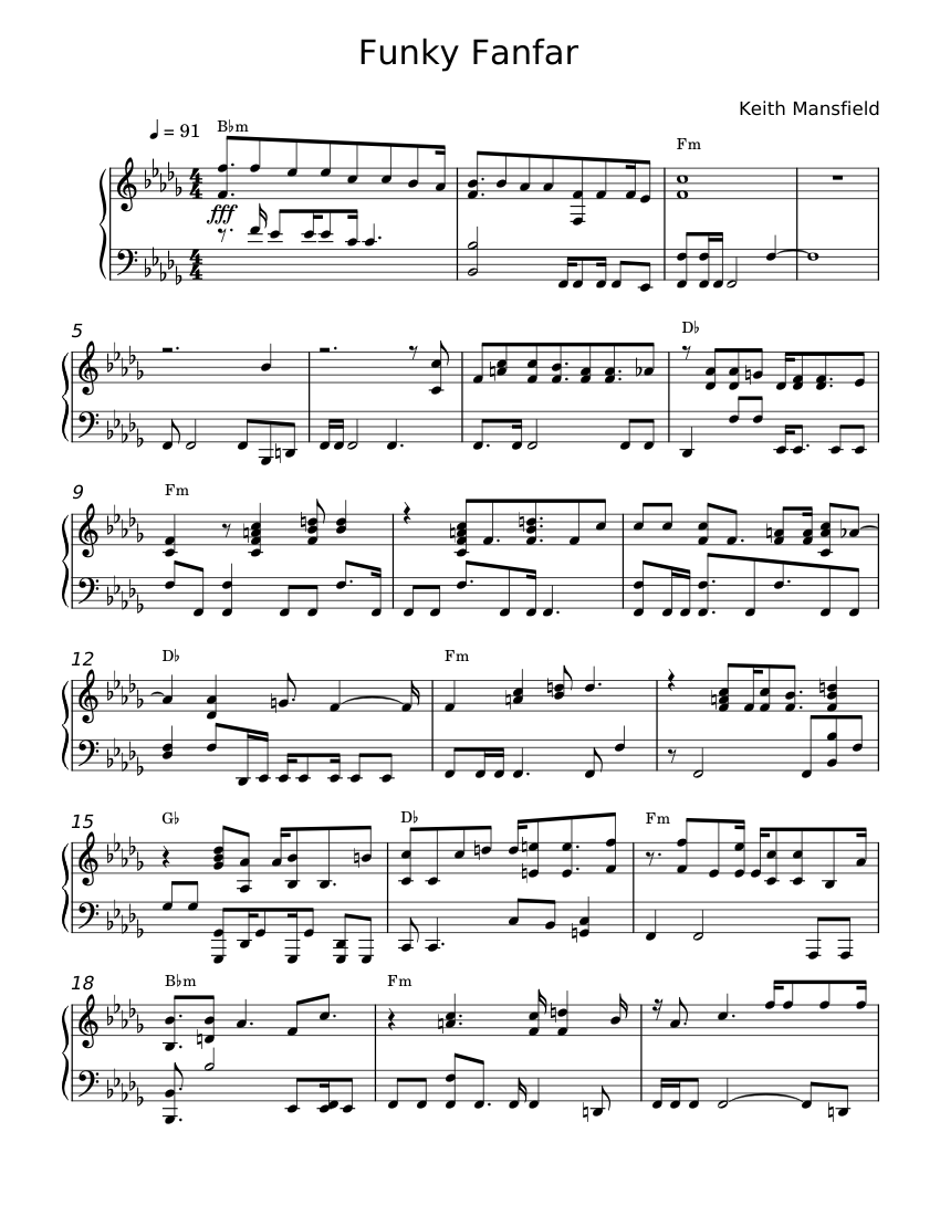 Funky Fanfar - Keith Mansfield Sheet Music with Chords for Piano (Piano ...