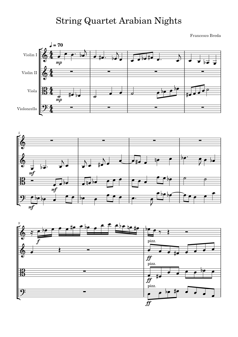String Quartet Arabian Nights by Francesco Breda Sheet Music for Violin ...