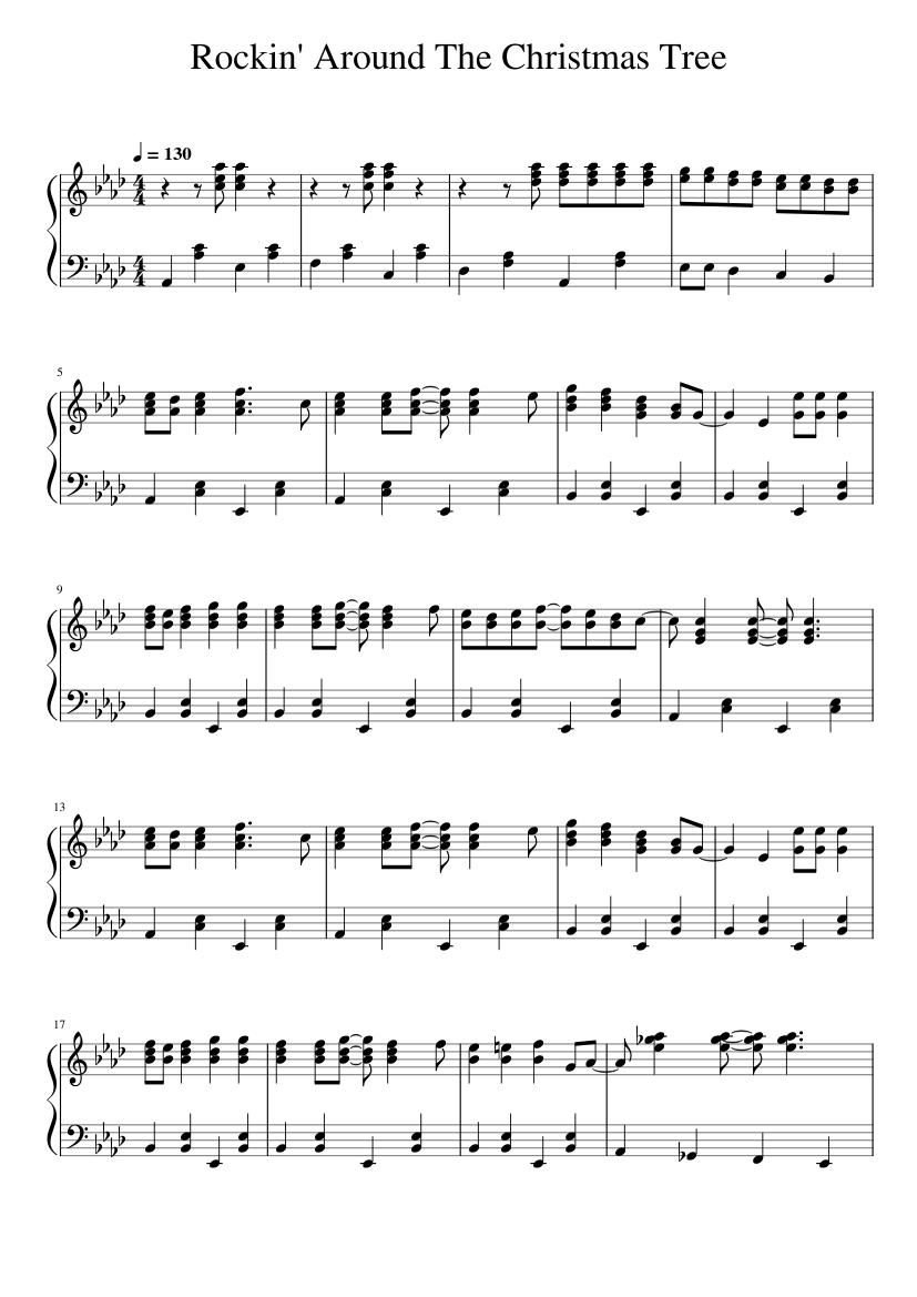 Rockin' Around The Christmas Tree Sheet Music for Piano (Solo) | MuseScore.com