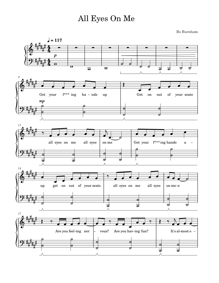 All Eyes On Me - Bo Burnham Sheet music for Piano (Solo) | Musescore.com