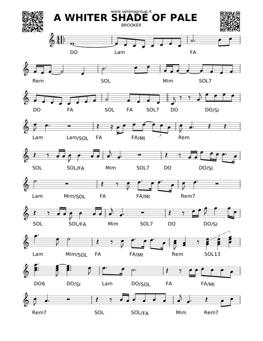 A whiter shade of pale Sheet music for Piano (Solo) Easy | Musescore.com