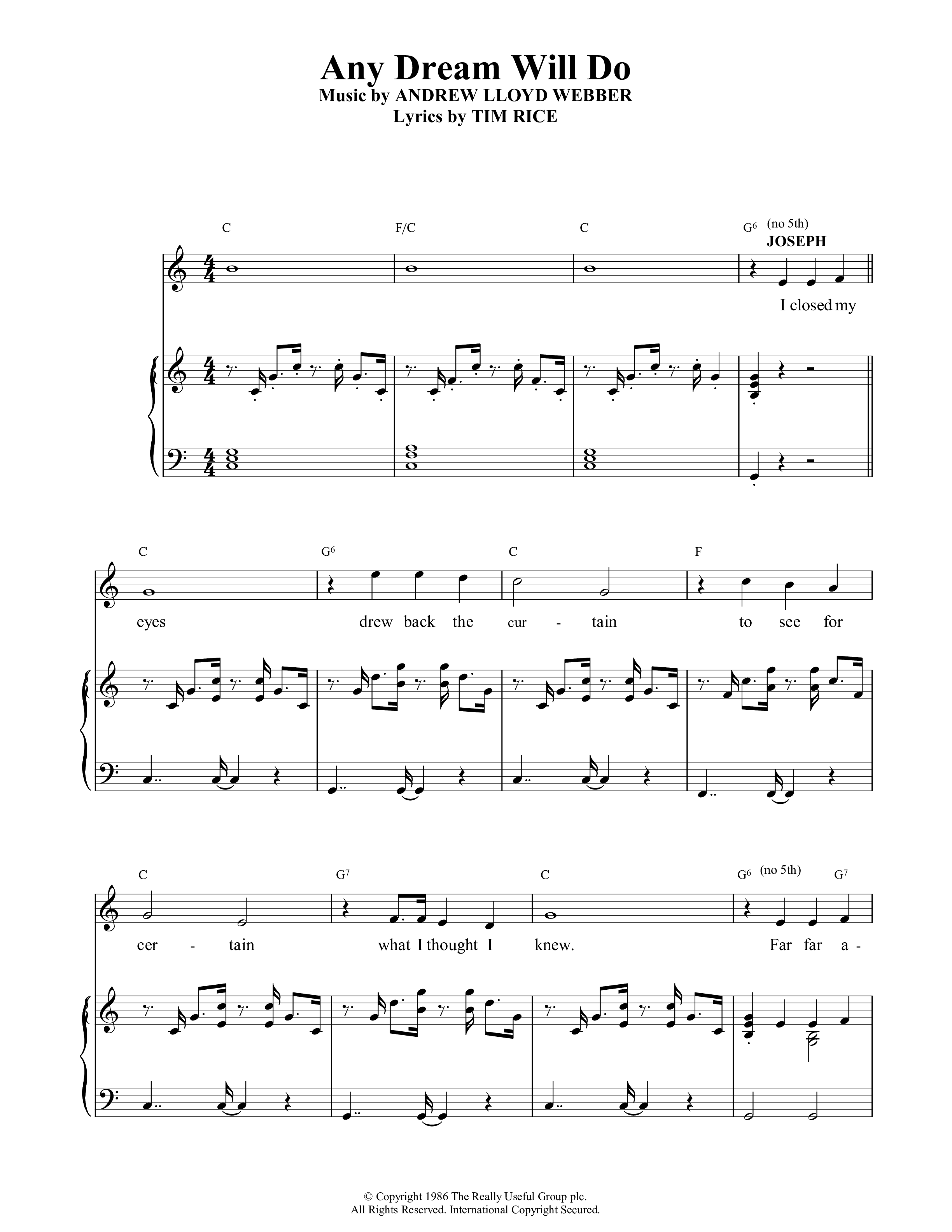 any dream will do Sheet music by Andrew Lloyd Webber Official ...