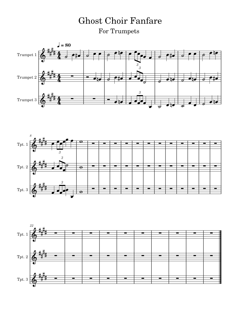 Ghost Choir Fanfare Sheet music for Trumpet other (Brass Trio ...