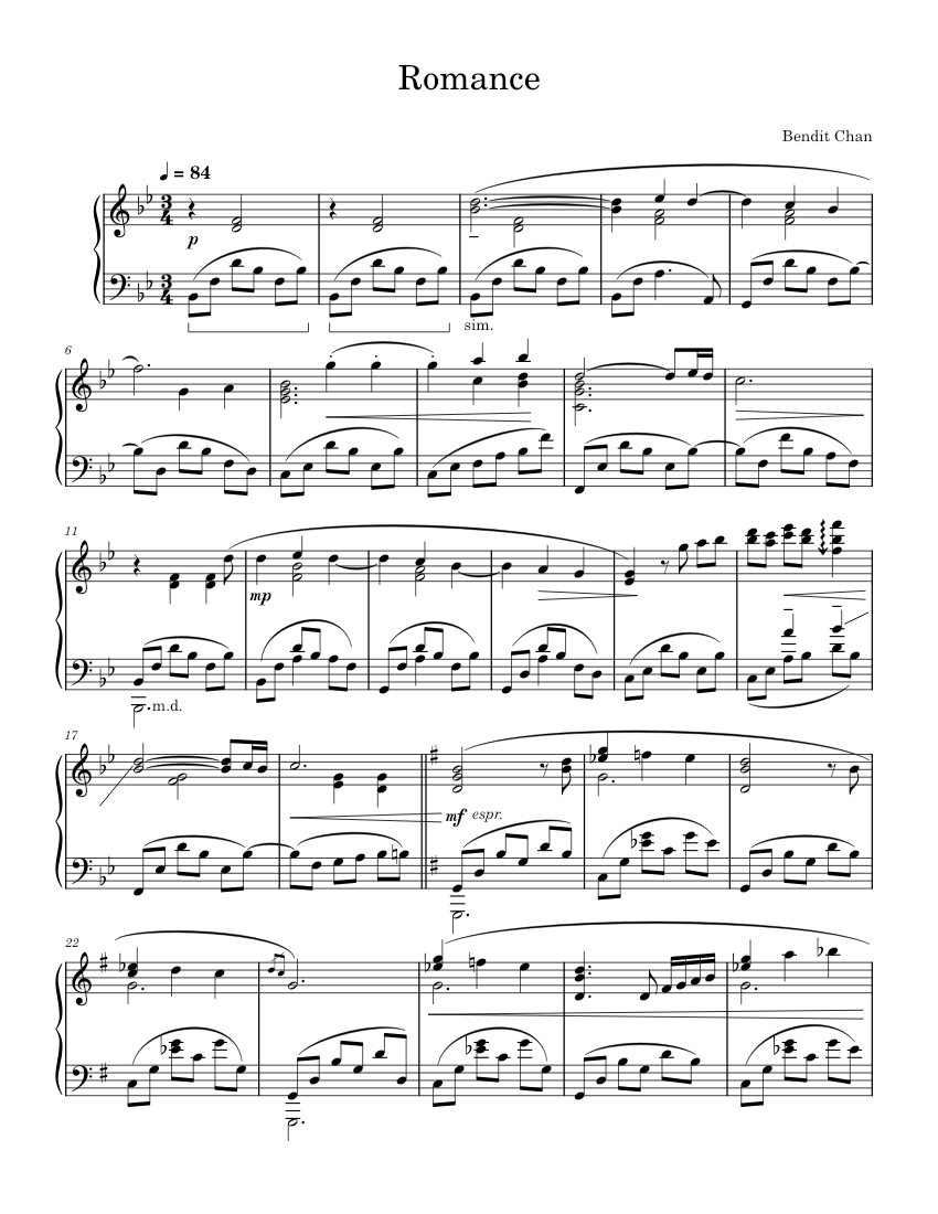Romance Sheet music for Piano (Solo) | Musescore.com