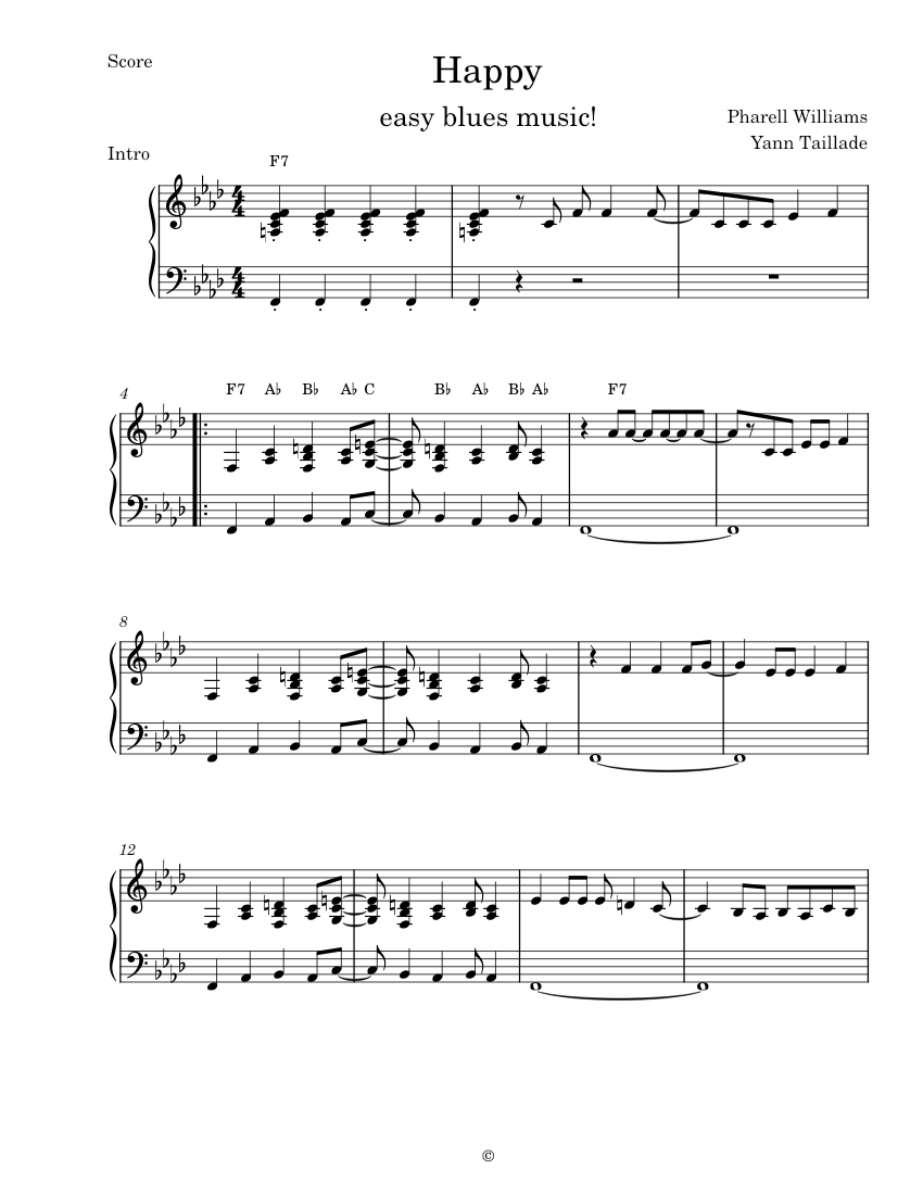 Happy – Pharell Williams happy Sheet Music for Piano (Solo) | MuseScore.com