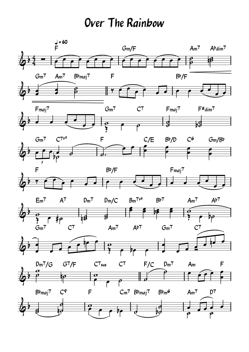 Over the rainbow – Judy Garland Over The Rainbow Sheet music for Piano ...