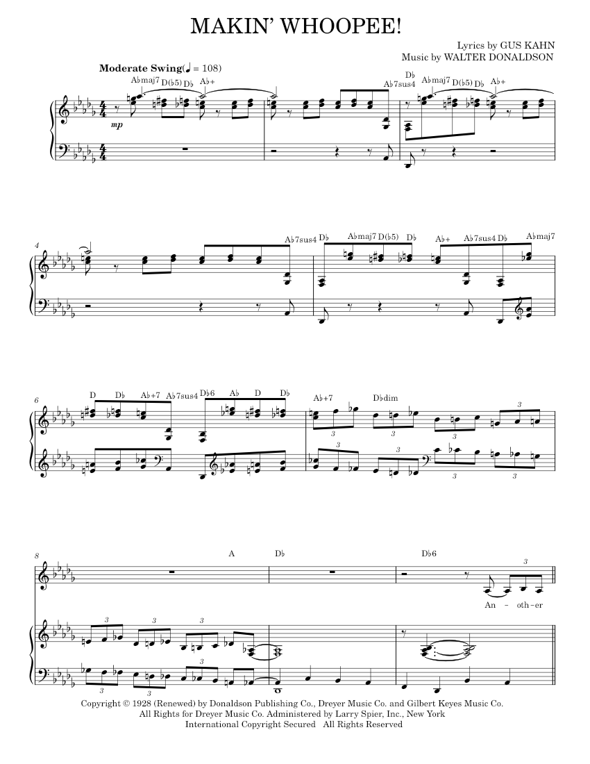 Play Official version of Makin' Whoopee! sheet music by Come Fly Away ...