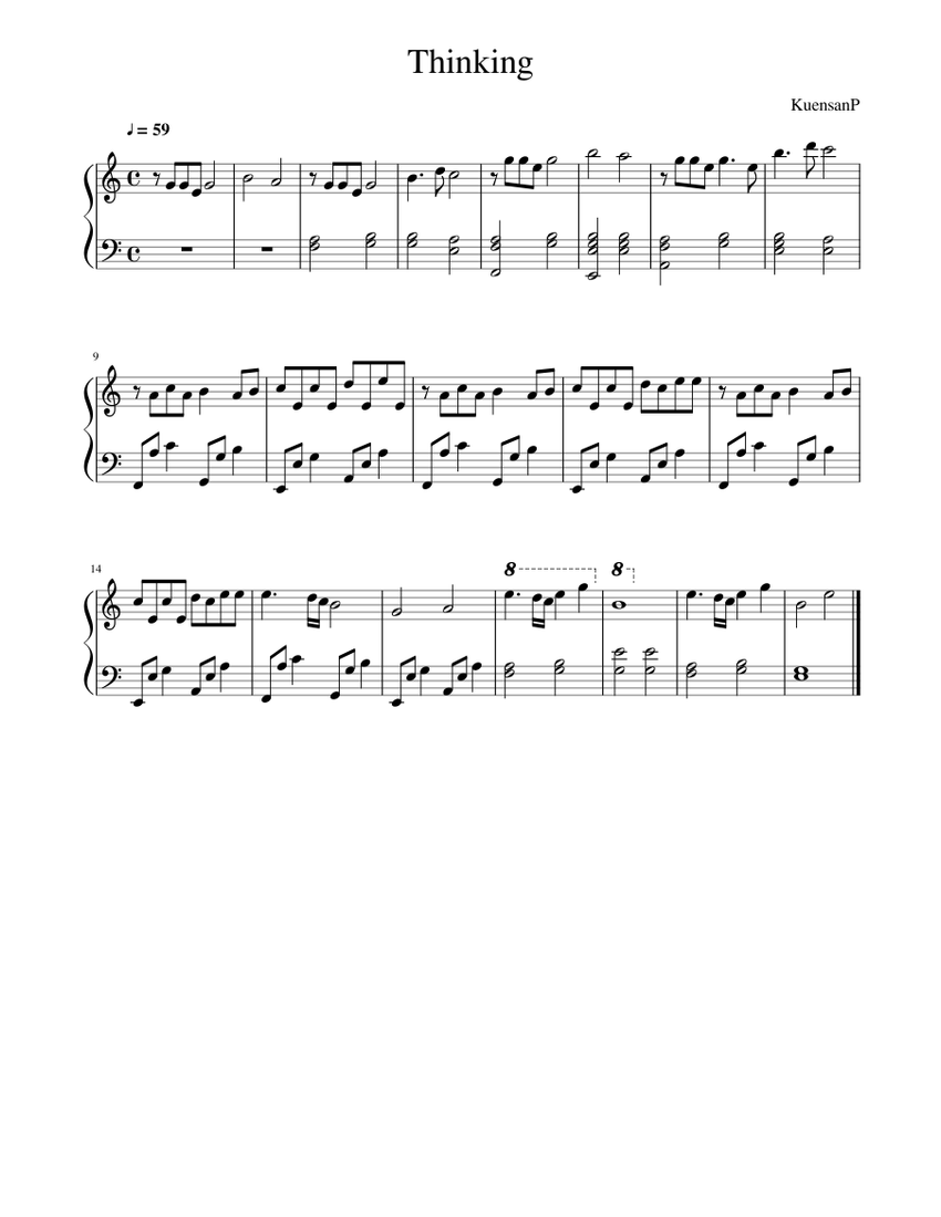 Thinking Sheet music for Piano (Solo) Easy | Musescore.com