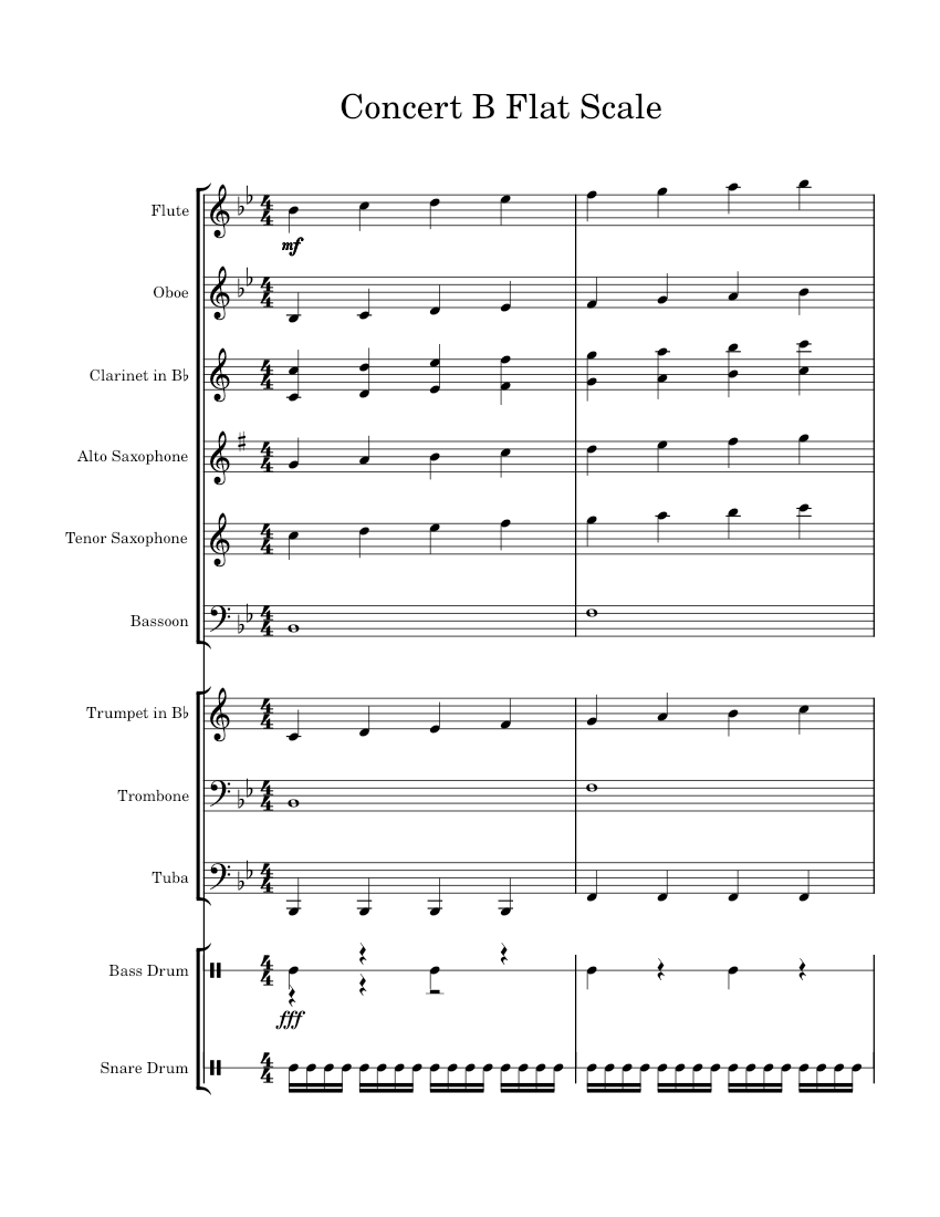 Concert B flat Scale Concert B Flat Scale Sheet music for Trombone, Tuba, Flute, Oboe & more ...