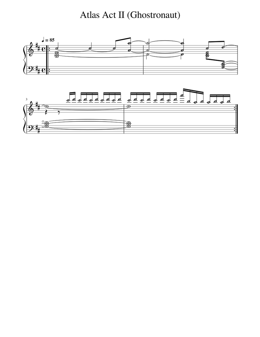 Atlas Act II – Ghostronaut Sheet music for Piano (Solo) Easy ...