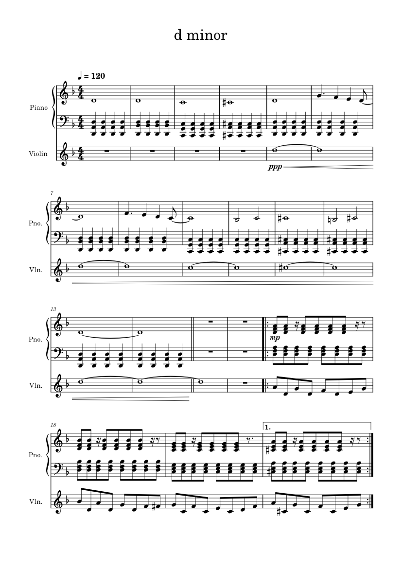 d minor composition Sheet music for Piano, Violin (Solo) | Musescore.com