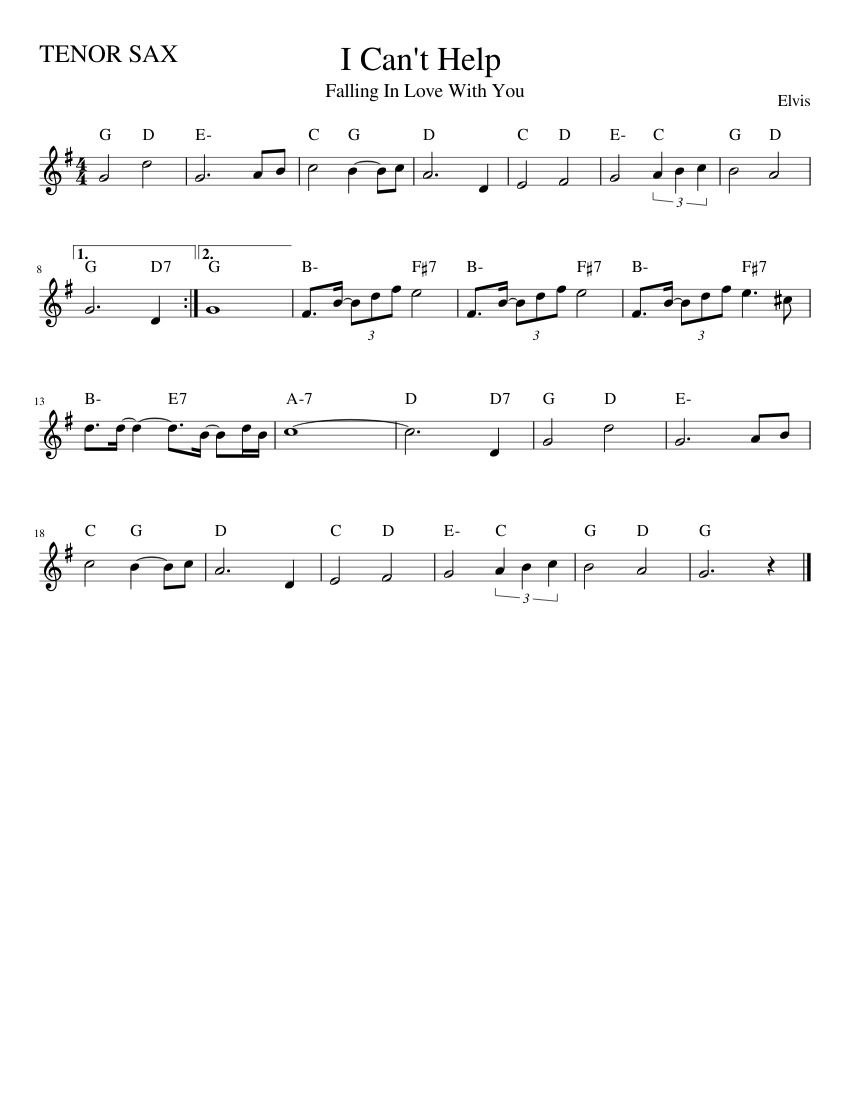 I Can't Help Sheet music for Piano (Solo) | Download and print in PDF ...