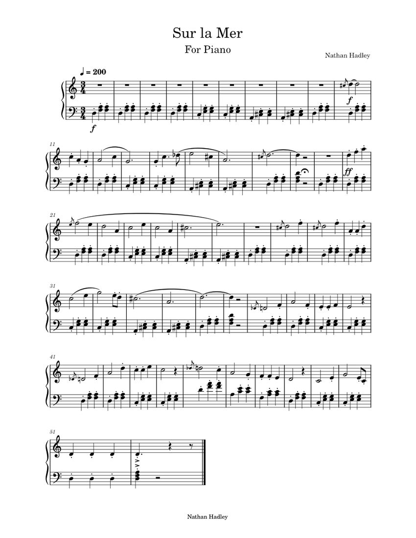 Sur la Mer for Piano Sheet music for Piano (Solo) Easy | Musescore.com