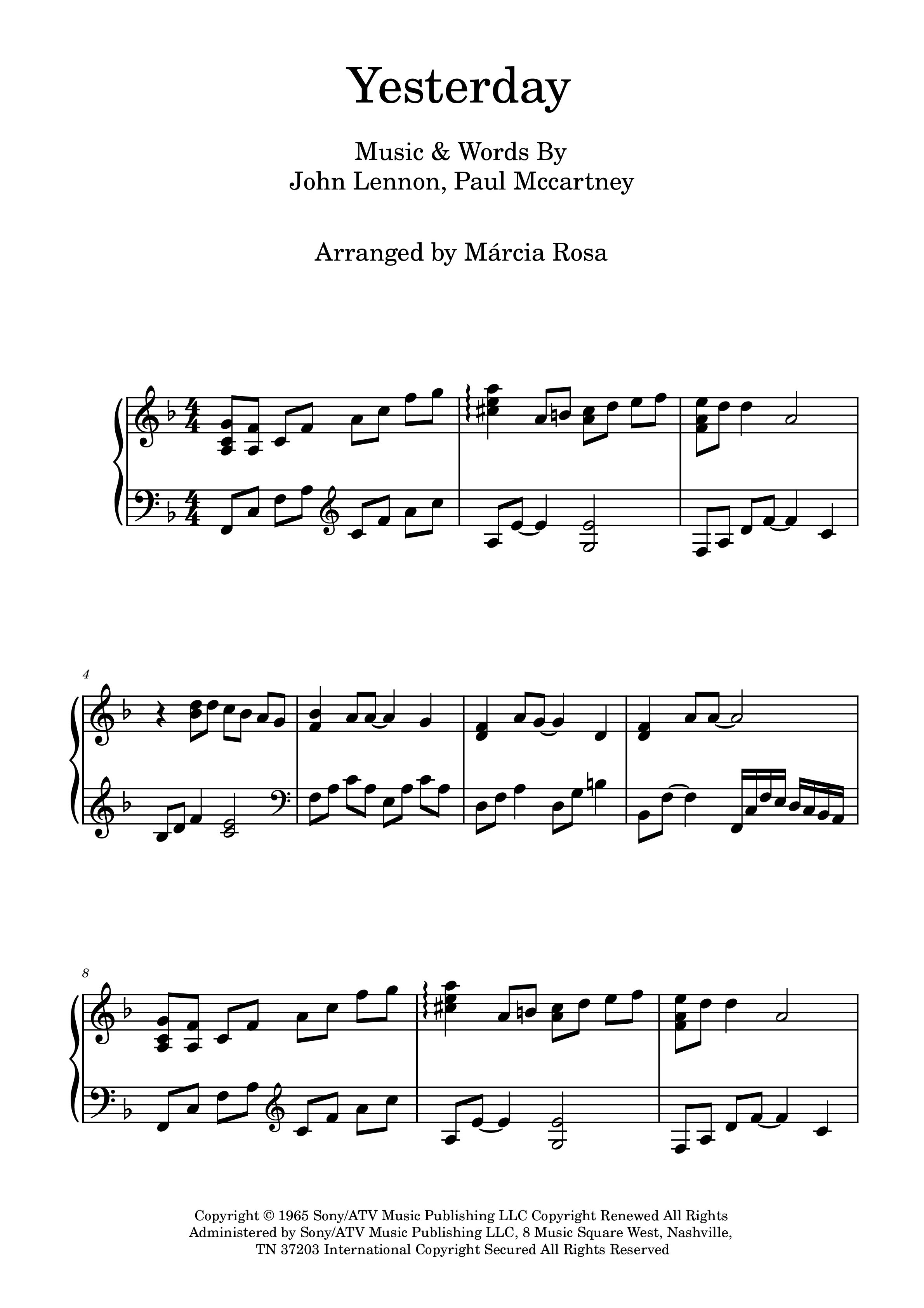 Play Official version of Yesterday Sheet Music by The Beatles, En Vogue, Adam Levine & Tony ...