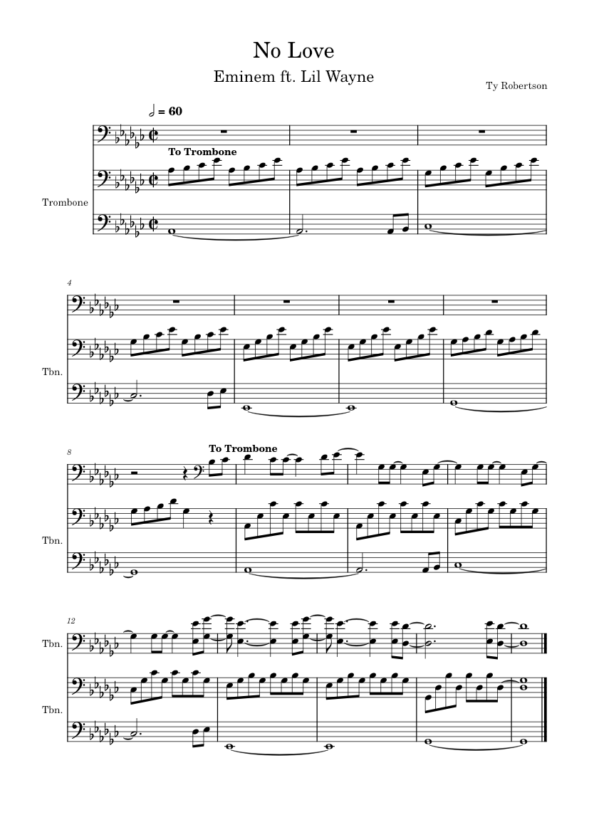 No Love By: Eminem ft. Lil Wayne Sheet music for Piano, Vocals (Brass ...