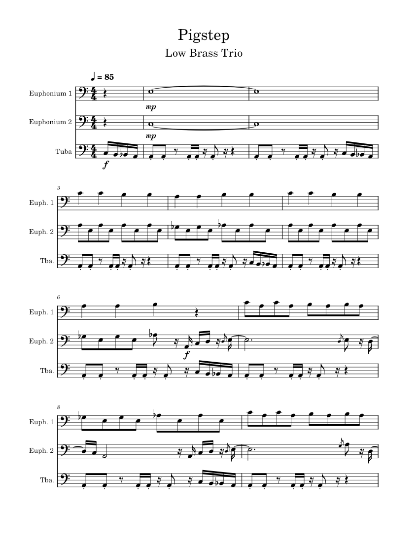Pigstep - Lena Raine Sheet music for Euphonium, Tuba (Brass Trio ...