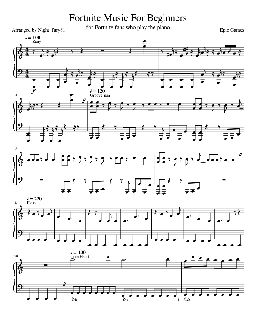 Fortnite Music For Beginners Sheet music for Piano (Solo) | Musescore.com