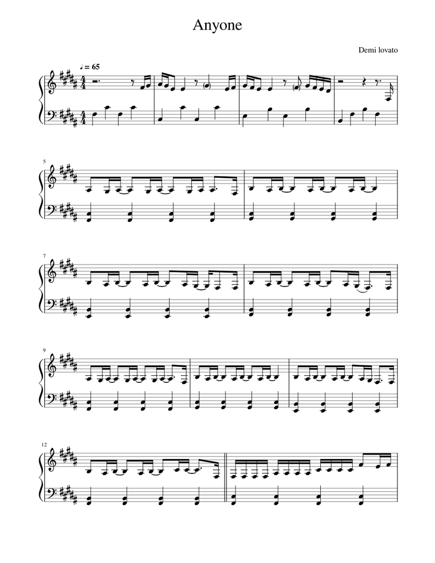 Anyone Sheet music for Piano (Solo) | Musescore.com