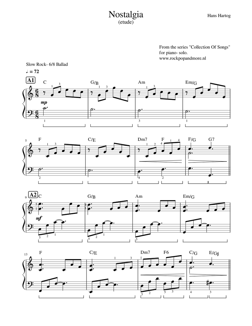 Nostalgia Sheet music for Piano (Solo) Easy | Musescore.com