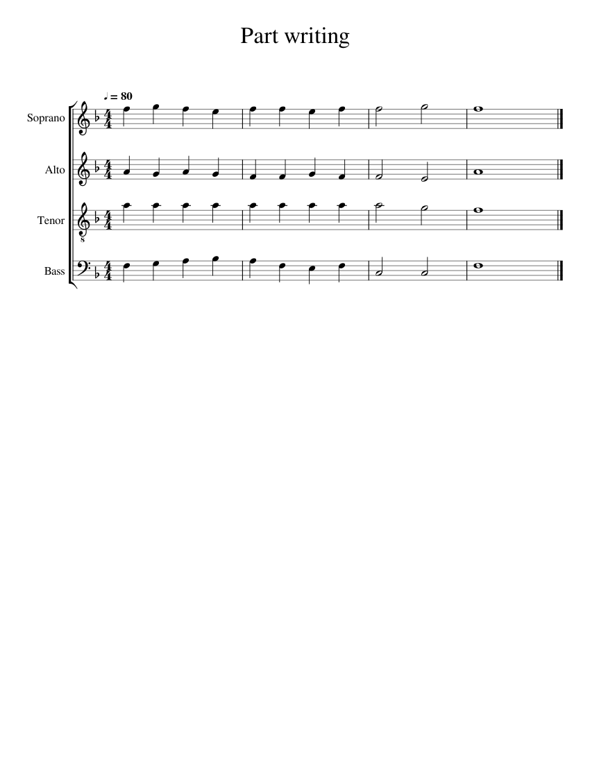 Part_writing Sheet music for Soprano, Alto, Tenor, Bass voice (Choral ...
