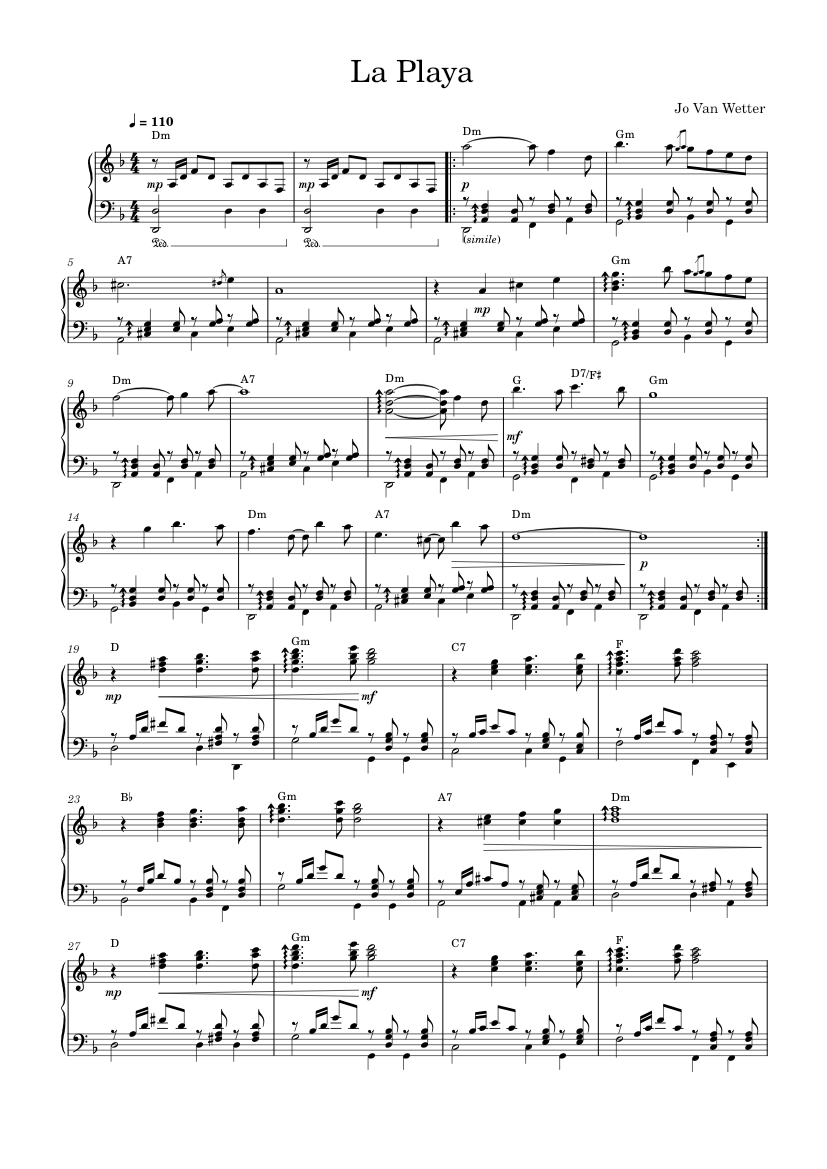 La Playa Sheet music for Piano (Solo) | Musescore.com