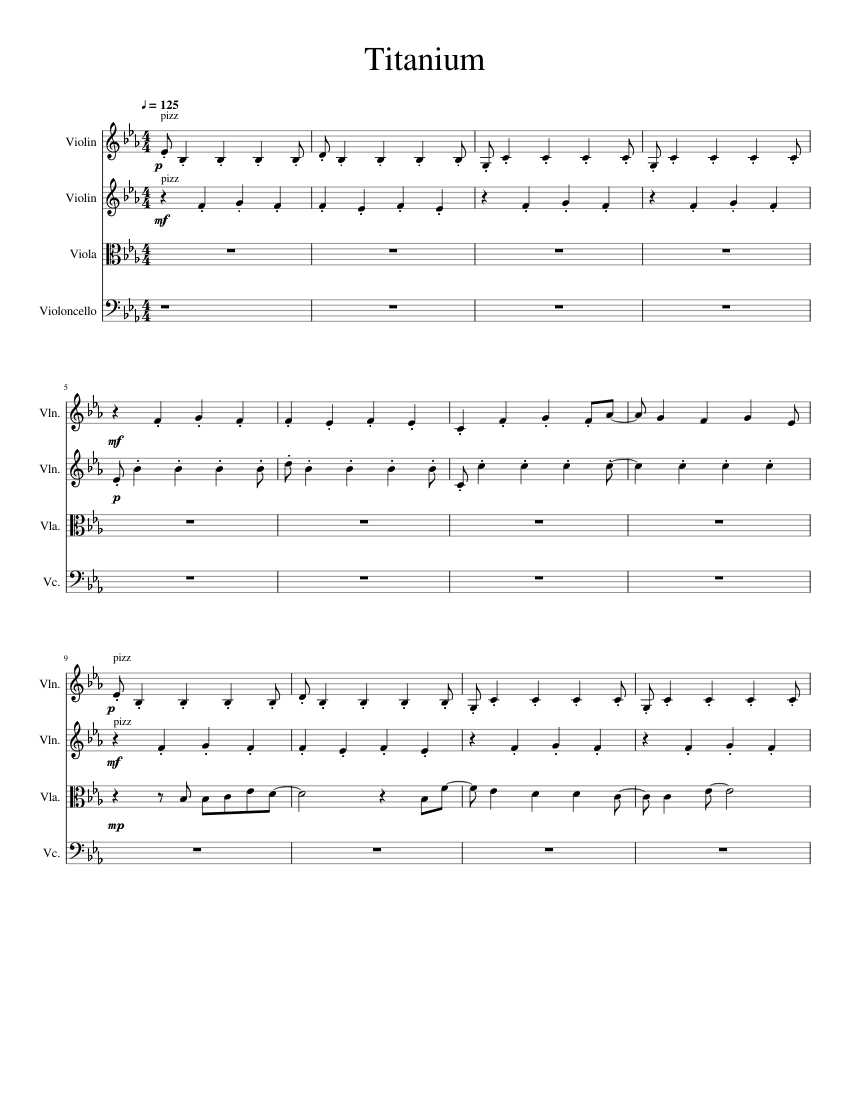 Titanium - String Quartet Sheet music for Violin, Viola, Cello (String Quartet) | Musescore.com