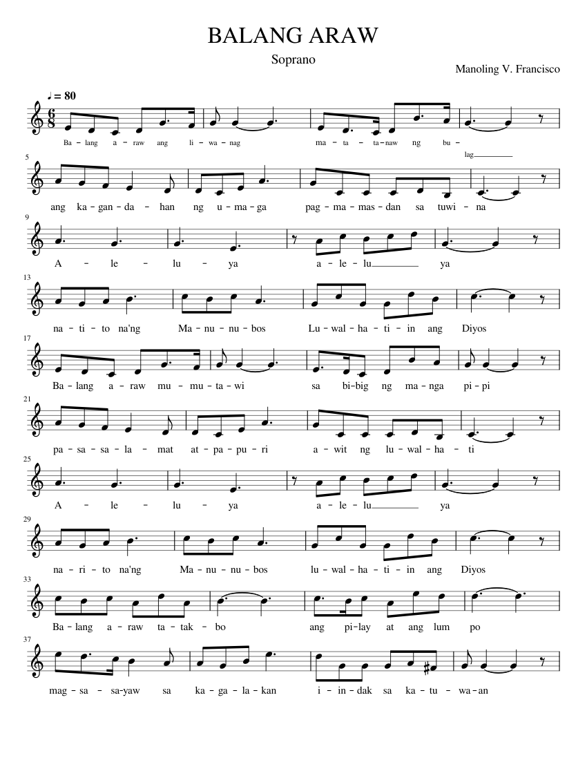 Balang Araw Soprano Sheet music for Soprano (Solo) | Musescore.com
