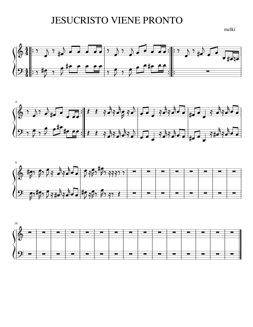 JESUCRISTO VIENE PRONTO.mscz TRECERA Sheet music for Piano (Solo) Easy ...