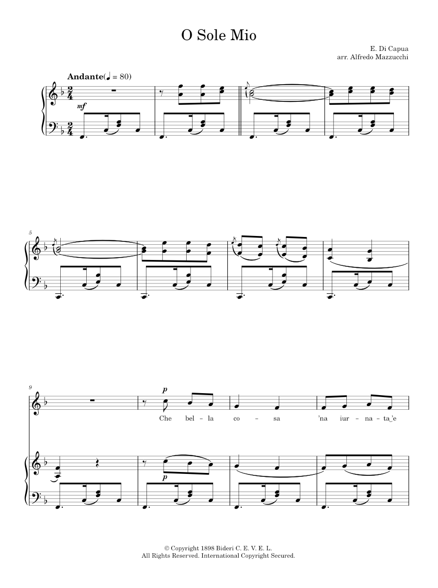 Play Official version of 'O Sole Mio sheet music by Eduardo Di Capua for Piano, Vocals ...