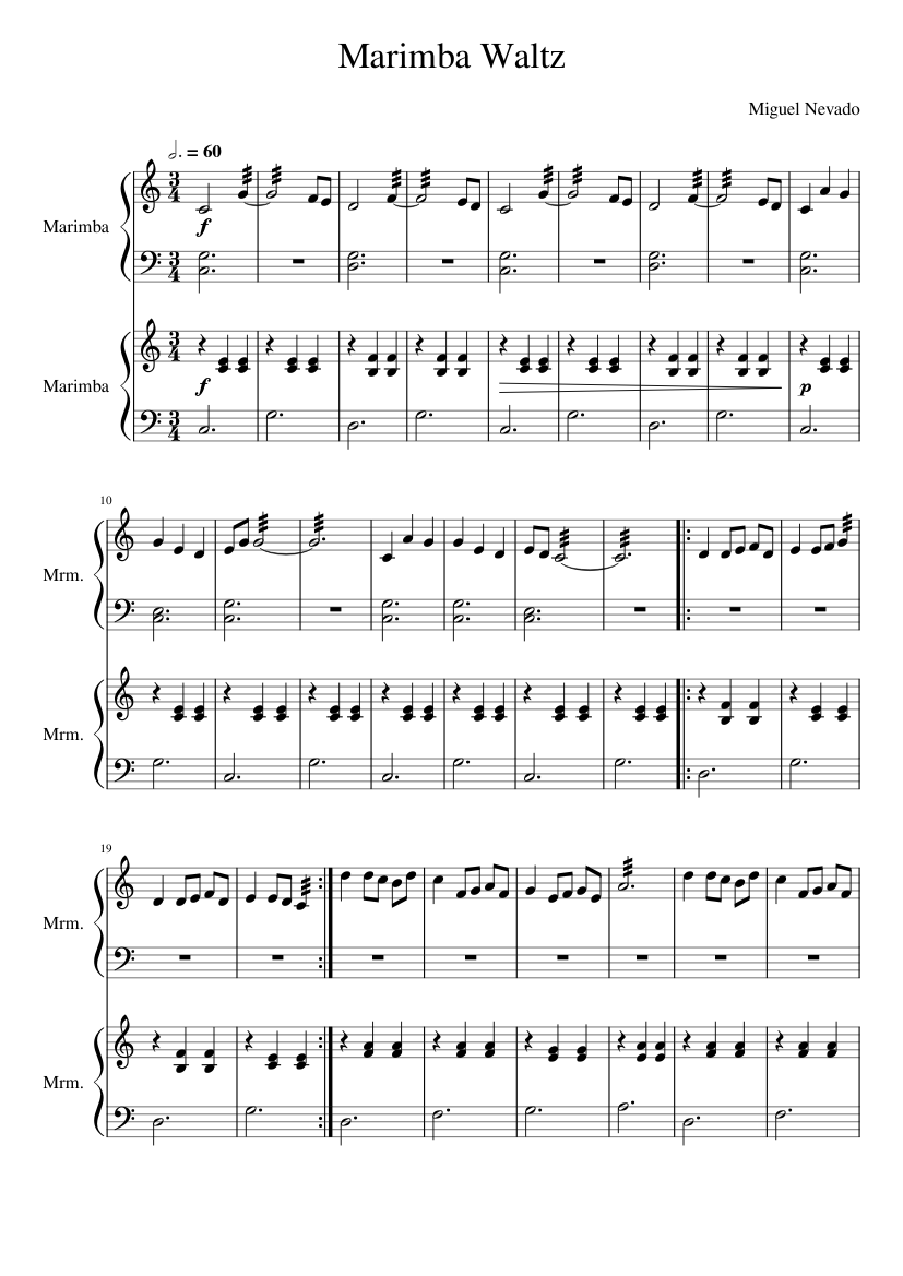 Marimba Waltz Sheet music for Marimba (Percussion Duet) | Musescore.com