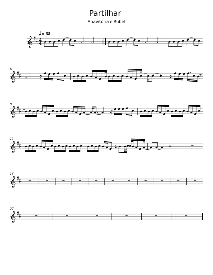 Partilhar - Anavitória Sheet Music for Piano (Solo) Easy | MuseScore.com