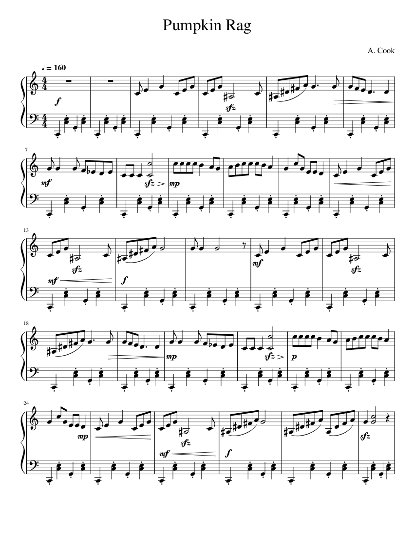 Pumpkin Rag Sheet music for Piano (Solo) Easy | Musescore.com