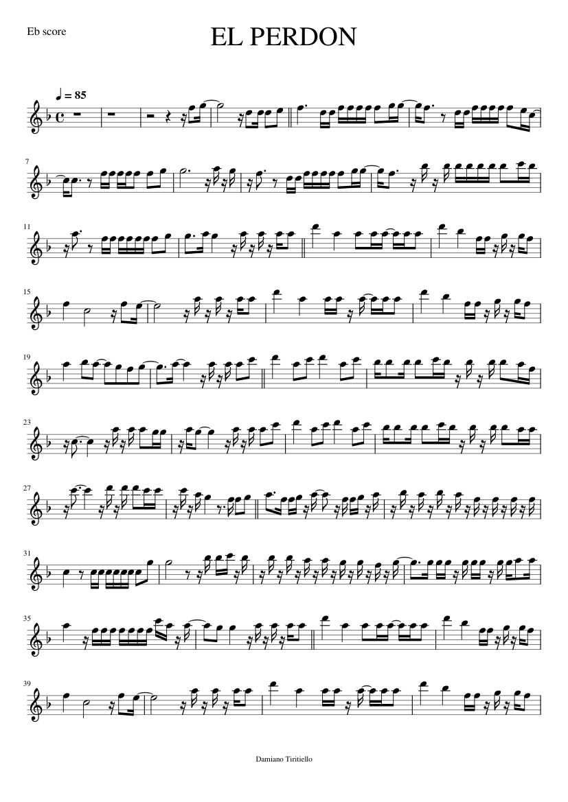 El perdón – Nicky Jam (ALTO SAX RMX) Sheet music for Saxophone alto ...