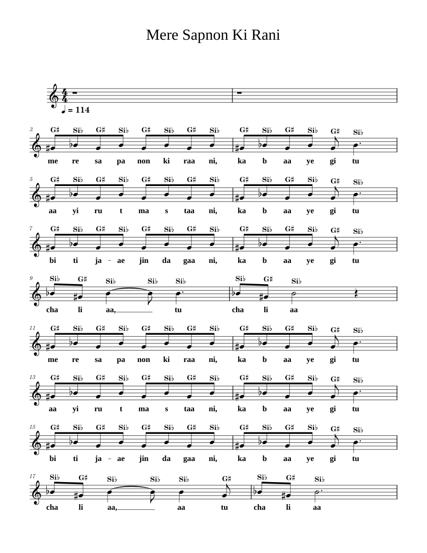 Mere Sapno Ki Rani Sheet music for Piano (Solo) | Musescore.com