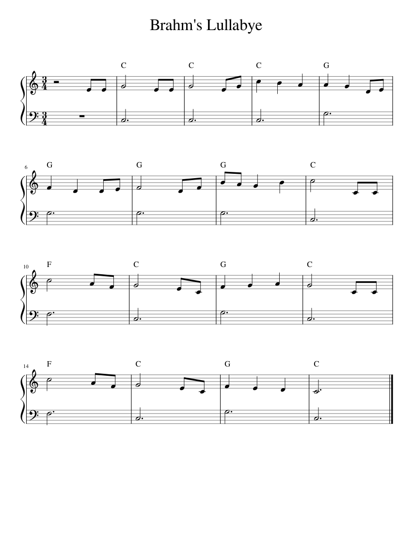 Brahm's_Lullaby Sheet music for Piano (Solo) | Musescore.com