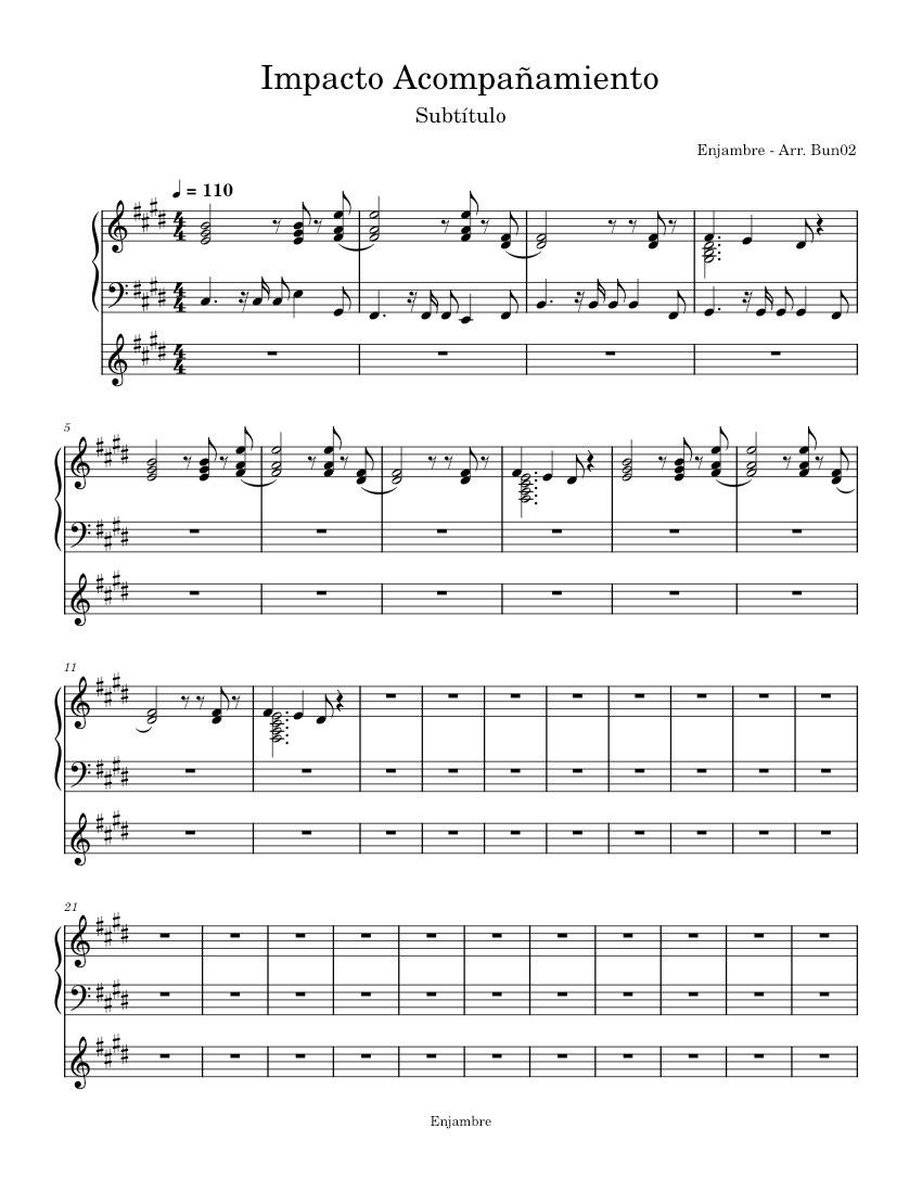 Impacto – Enjambre Sheet Music for Piano (Solo) Easy | MuseScore.com