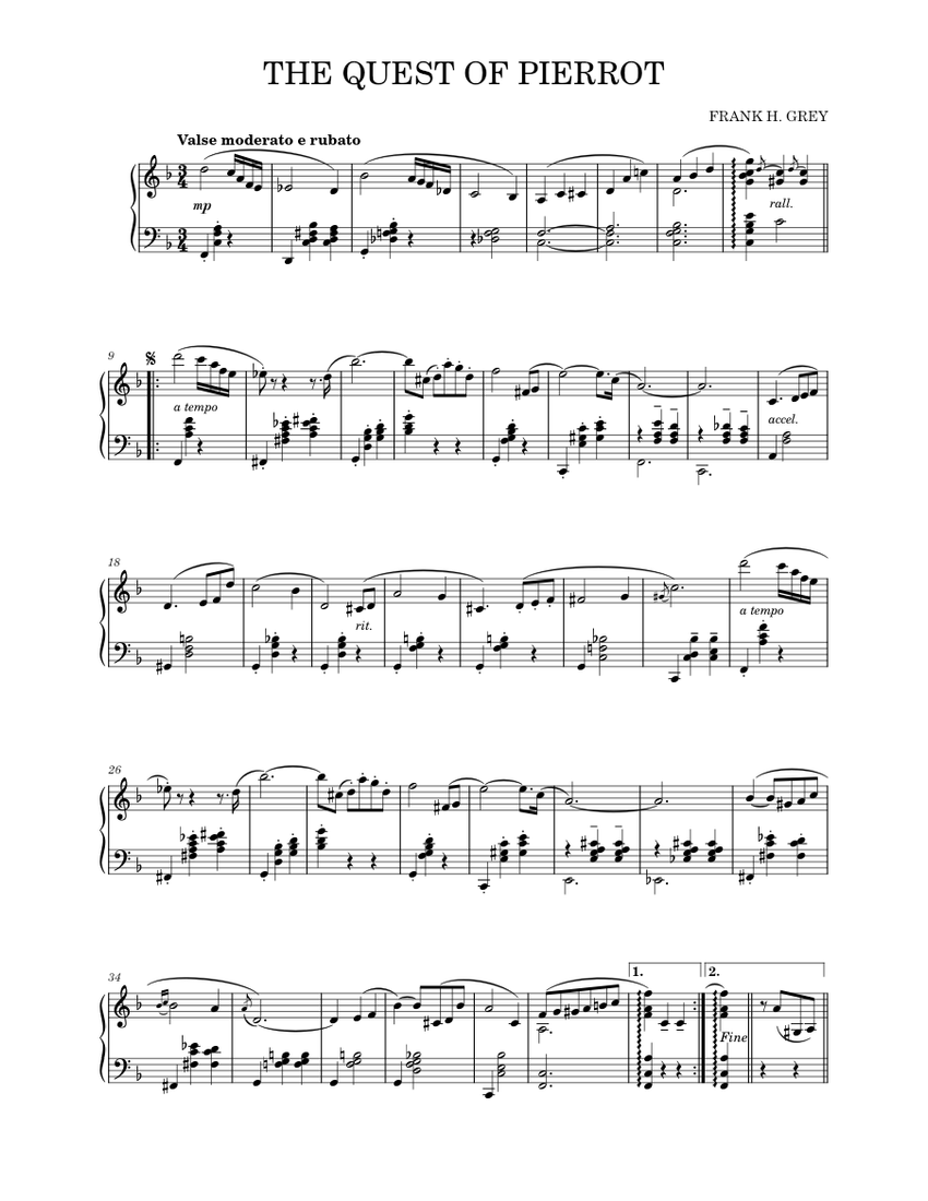 The Quest of Pierrot (1926) Sheet music for Piano (Solo) | Musescore.com
